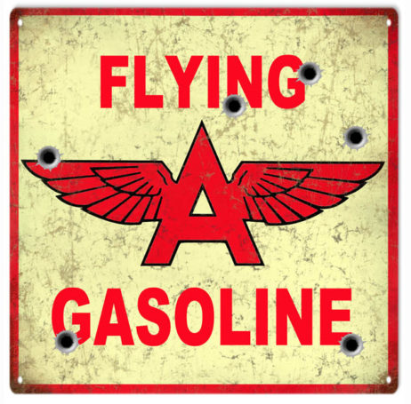 Reproduction Flying A Gasoline Sign 12x12 - Reproduction Vintage Signs