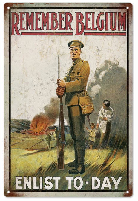 Remember Belgium Enlist To Day Military Sign - Reproduction Vintage Signs