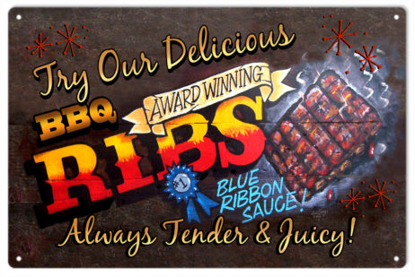 BBQ Ribs Food Sign - Reproduction Vintage Signs