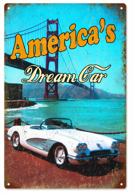 Corvette America's Dream Car Classic Hot Rod Sign Garage Art ...