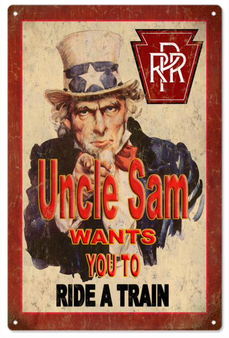 Uncle Sam Rpr Pennsylvania Railroad Aluminum Sign - Reproduction ...
