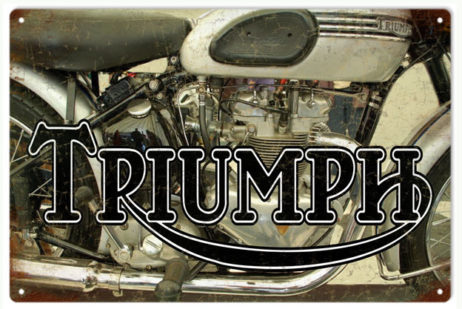Old British Triumph Motorcycle Sign - Reproduction Vintage Signs