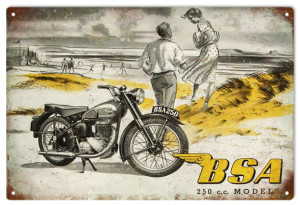 BSA Motorcycle Sign 250 cc Models Garage Art - Reproduction Vintage Signs