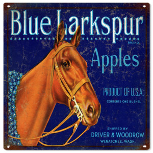 Blue Larkspur Apples Fruit Grower Farmer Advertisement Country Sign ...