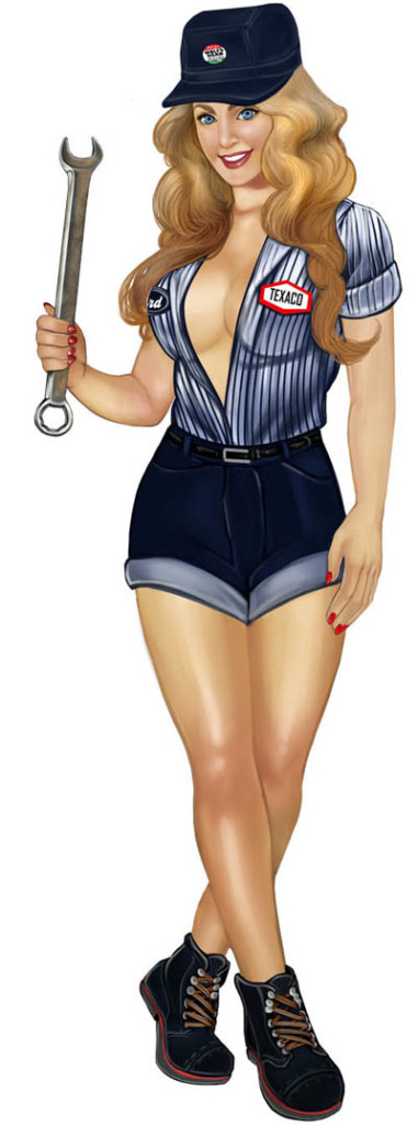Life Size Wall Decal Stick On Gas And Oil Station Mechanic Pin Up Girl ...