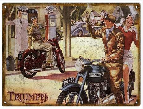 Triumph Motorcycle Reproduction Sign 9x12 - Reproduction Vintage Signs