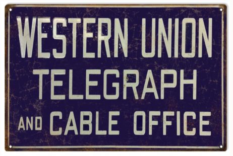 Western Union Telegraph And Cable Office Sign - Reproduction Vintage Signs
