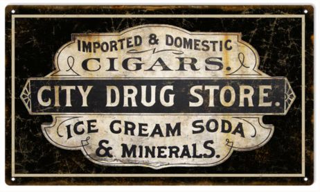 Reproduction City Drug Store Sign 8x14 - Reproduction Vintage Signs