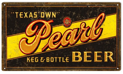 Vintage Pearl Beer Sign 8x14 - Reproduction Vintage Signs