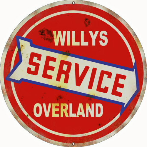 Reproduction Willy's Service Overland Sign 18 Round - Reproduction ...
