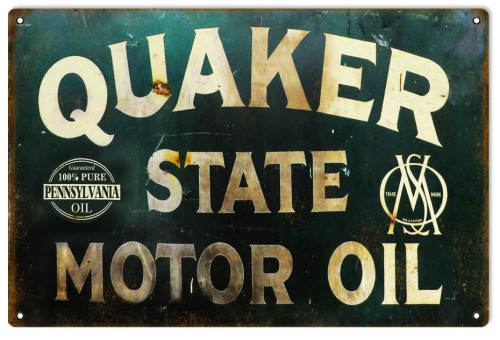 Reproduction Quaker State Motor Oil Sign 12"x18" - Reproduction Vintage ...
