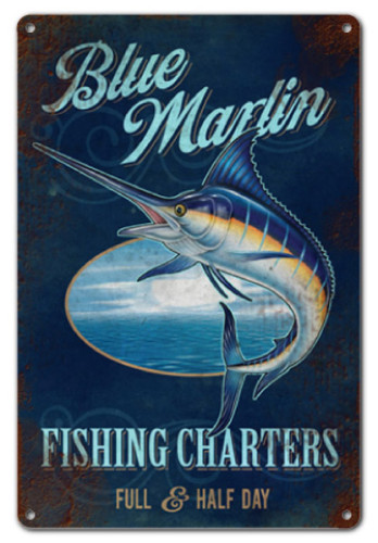Reproduction Blue Marlins Fishing Charters Sign - Reproduction Vintage ...