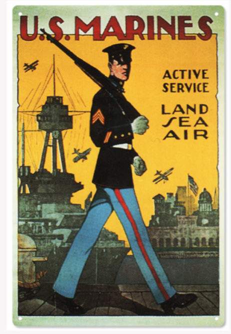 Reproduction US Marines Active Service Land Sea Air sign. 12"x18 ...