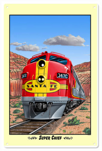 Santa Fe Railroad Sign. 12"x18" - Reproduction Vintage Signs