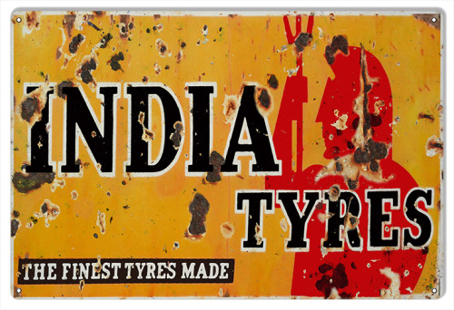 Reproduction India Tyres Sign. 12"x18" - Reproduction Vintage Signs