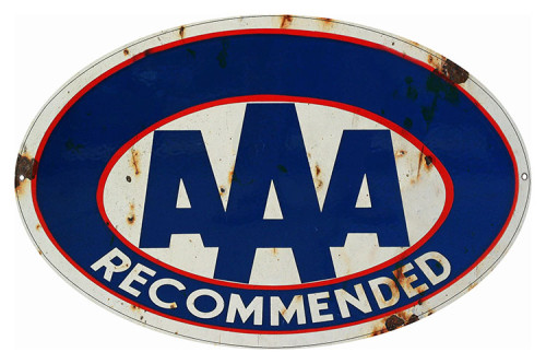 Aged Looking AAA Recommended Sign 9x14 - Reproduction Vintage Signs
