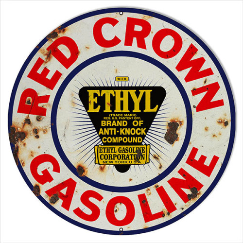 Extra Large Reproduction Red Crown Ethyl Gasoline Sign 24 Round ...