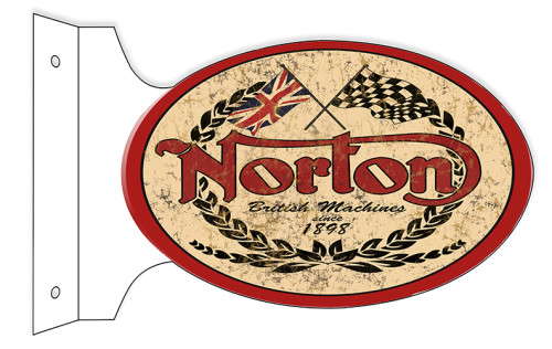 Aged Nostalgic Looking Norton Motorcycle Double Sided Flange Sign ...