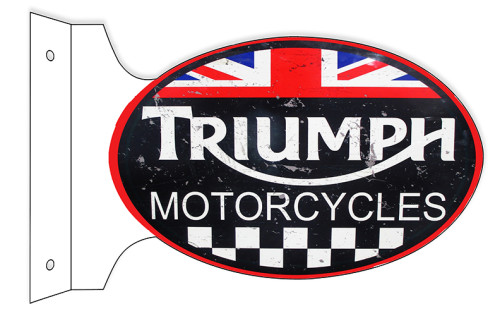 Triumph Motorcycles Double Sided Flange Sign. 12x18 Oval - Reproduction ...