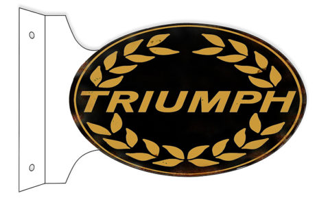 Triumph Motorcycles with Gold Filigree Double Sided Flange Sign. 12x18 ...