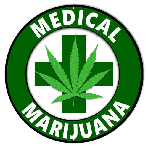Extra Large Medical Marijuana Cannabis Sign 24 Round - Reproduction ...