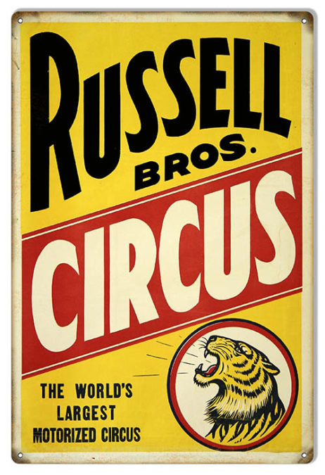 Russell Bros. Circus Sign. 12x18 - Reproduction Vintage Signs