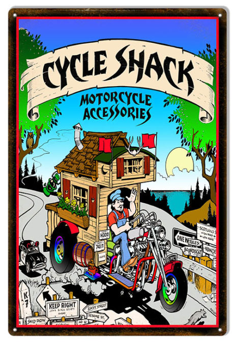 Cycle Shack Accessories Motorcycle Sign 12x18 - Reproduction Vintage Signs