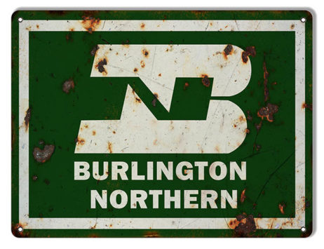 Distressed Burlington Northern Railroad Sign 9x12 - Reproduction ...