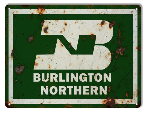 Distressed Burlington Northern Railroad Sign 9x12 - Reproduction ...