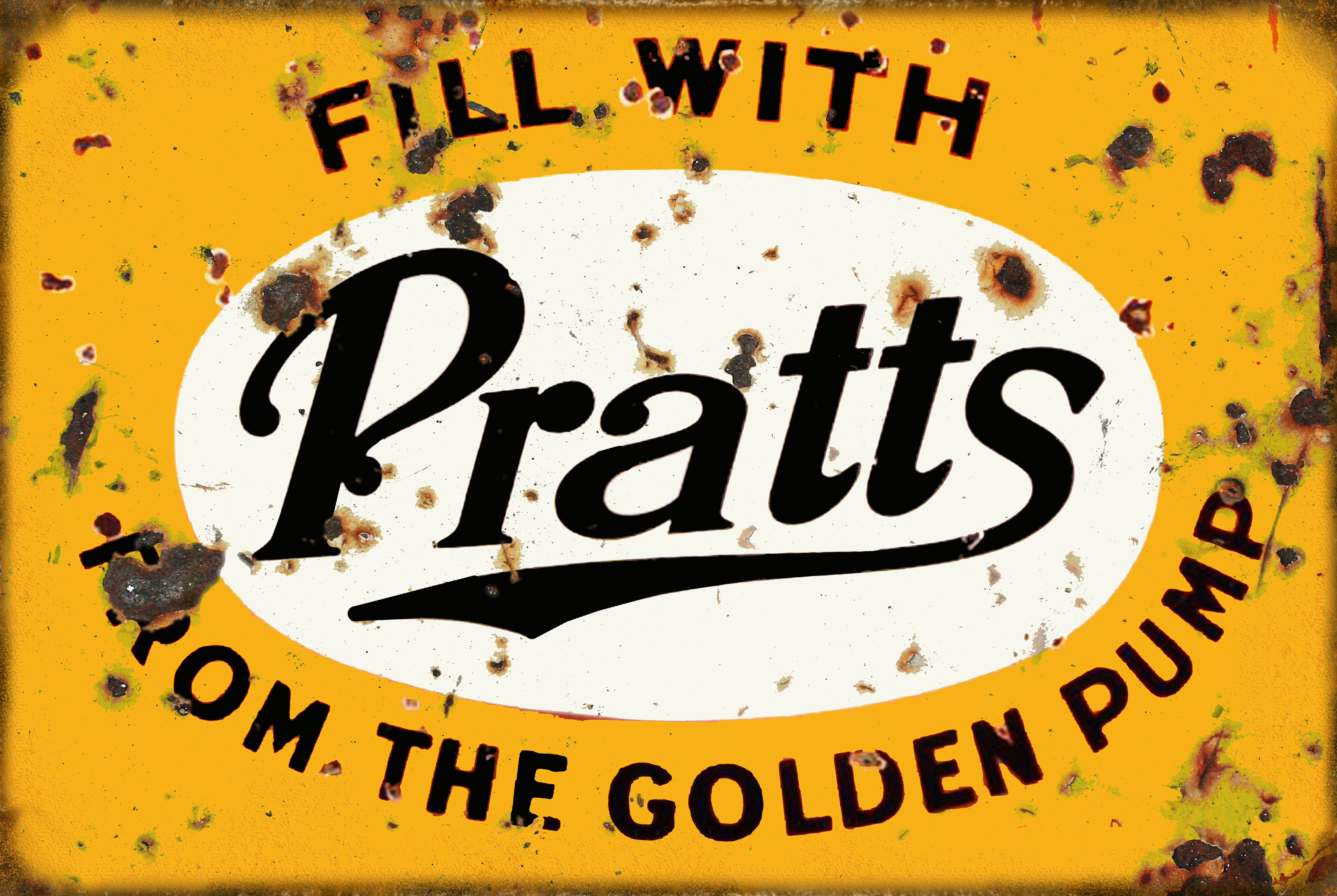 Reproduction Pratt's Golden Pump Motor Oil Sign 12x18 - Reproduction ...