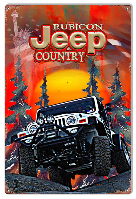 White Rubicon Country Jeep Reproduction Sign By Phil Hamilton 12x18 ...