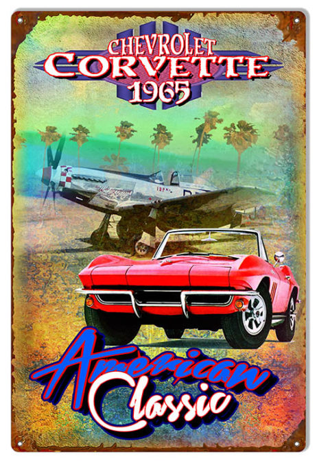 1965 Chevy Corvette Reproduction Sign By Artist Phil Hamilton 12x18 ...