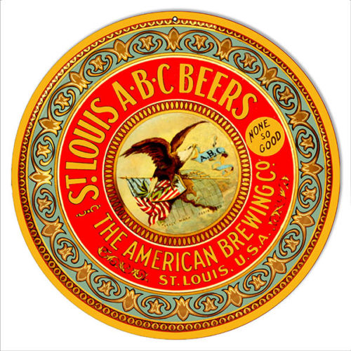 ABC Beers Reproduction Bar Sign 14 Round - Reproduction Vintage Signs
