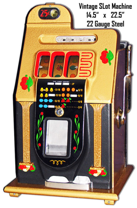 25 Cent Slot Machine Laser Cut Out Reproduction Sign 14.5x22.5 ...