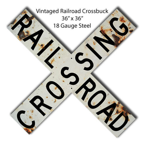 Vintaged Raiload Crossbuck Sign 36x36 - Reproduction Vintage Signs