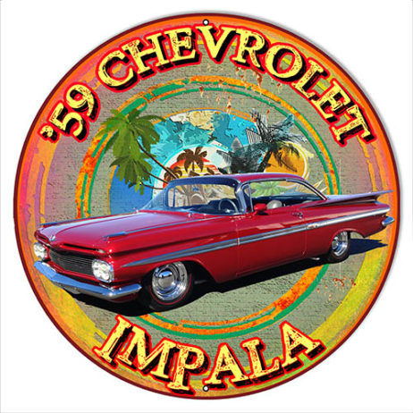 59 Chevy Impala Sign By Artist Phil Hamilton 14x14 - Reproduction ...