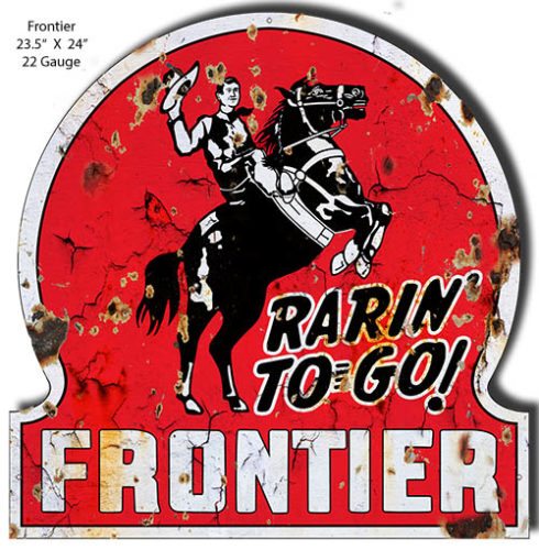 Frontier Gas and Motor Oil Reproduction Sign Garage Shop Art 23.5x24 ...