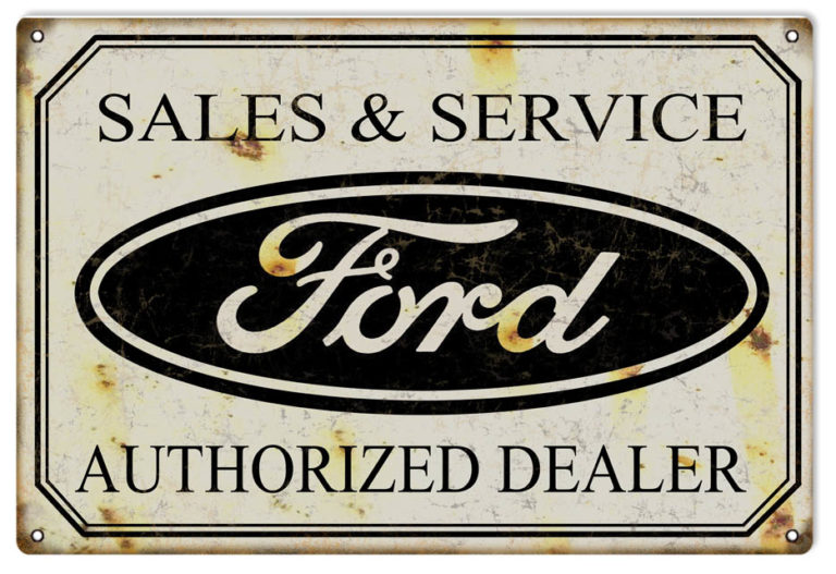 Ford Auto Dealer Reproduction Garage Shop Man Cave Metal Sign 18"x30 ...