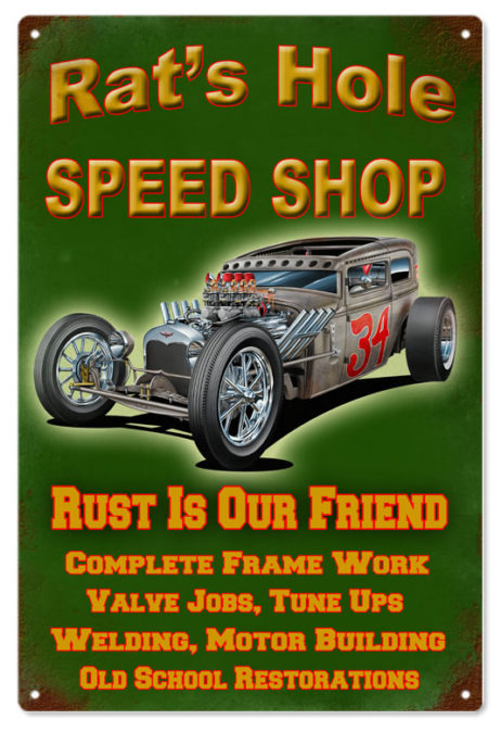 Rat's Hole Garage Shop Reproduction Hot Rod Metal Sign 18"x30 ...