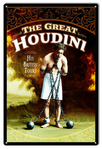 Houdini British Tour Wall Art Reproduction Magician Metal Sign 12x18 ...