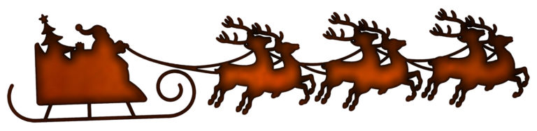 Santas Sleigh Reindeer Cut Out Faux Copper Finish Metal Sign 5x23.5 ...