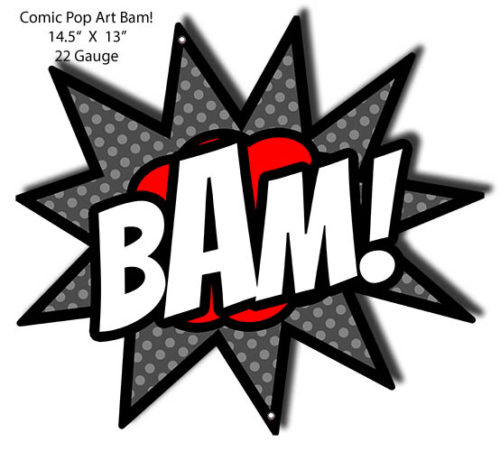 BAM Comic Pop Art Laser Cut Out Wall Art Metal Sign 13x14.5 ...