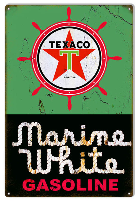 Marine White Gasoline Texaco Reproduction Vintage Metal Sign 12x18 ...
