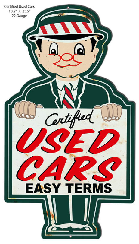 Used Cars Laser Cut Out Reproduction Garage Shop Metal Sign 13.2x23.5 ...