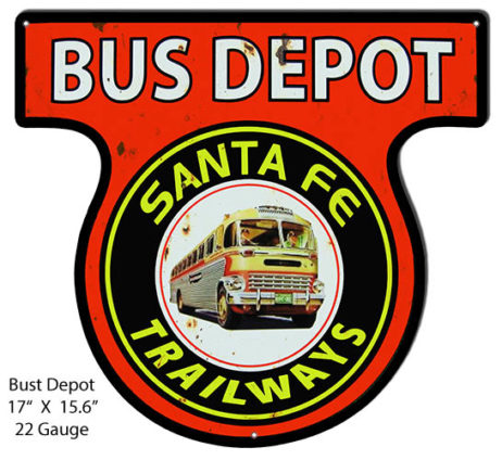 Santa Fe Trailways Bus Depot Reproduction Cut Out Nostalgic Sign 15 ...