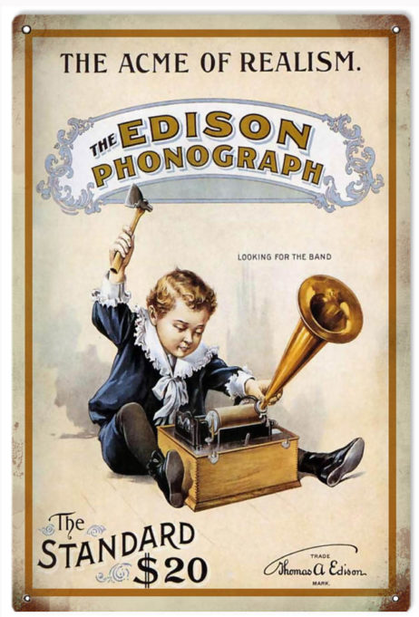 Edison Phonograph Reproduction Nostalgic Metal Sign 12x18 ...