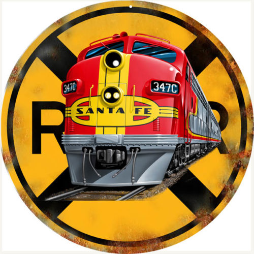 Santa Fe Railroad Crossing Reproduction Metal Sign 14x14 Round ...