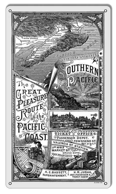 Southern Pacific Railroad Reproduction Pacific Coast Metal Sign 8x14 ...