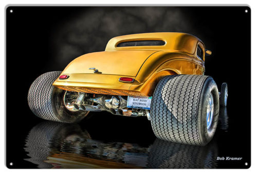 Yellow Rat Rod Hot Rod Metal Sign By Artist Bob Kramer 12x18 RVG1830 ...
