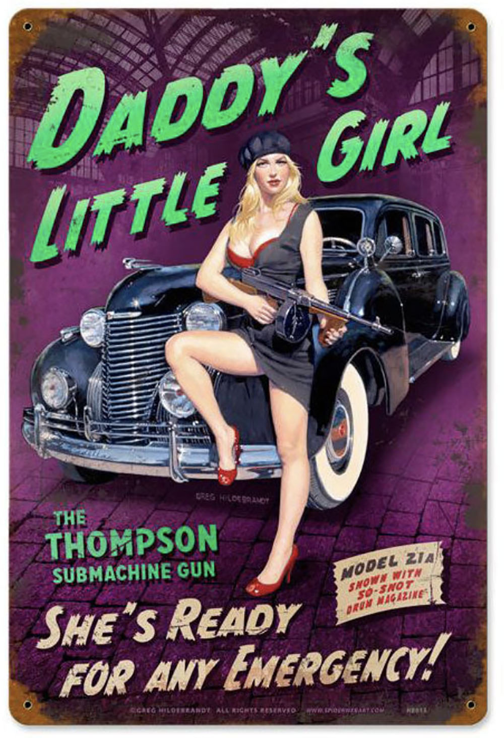 HB013 - Daddy's Little Girl Vintage Sign 12x18 by Artist Greg Hildebrandt - Reproduction Vintage ...